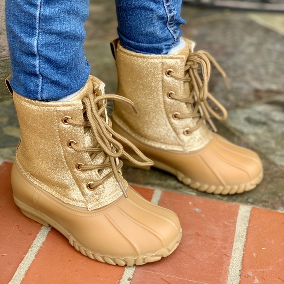 Shoeroom21 boutique | Shoes | New Girls Gold Glitter Duck Boots | Poshmark